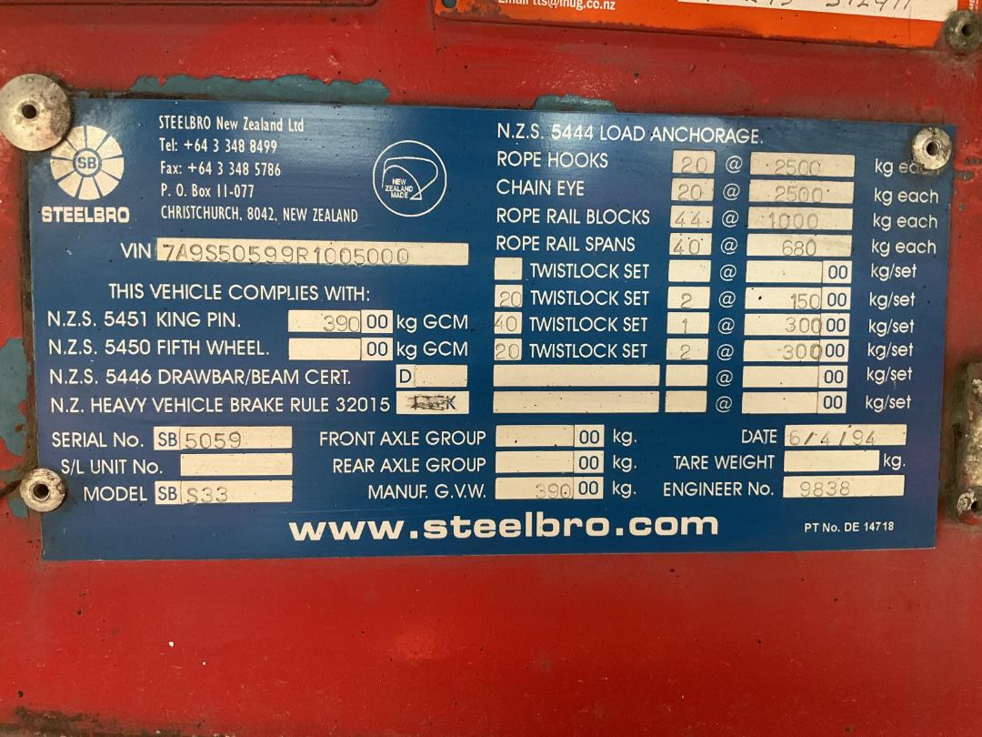 Used STEELBRO TRAILER SBS33 1994 | Turners Trucks & Machinery for Sale ...